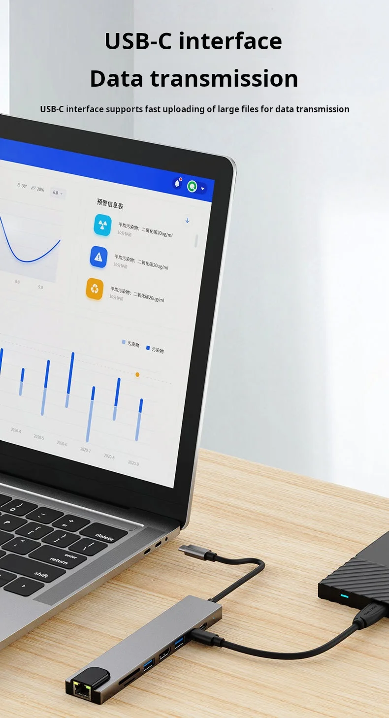 8 In 1 Docking Station Concentrator Usb Hub 2.0 3.0 Adapter Dock Multi ...