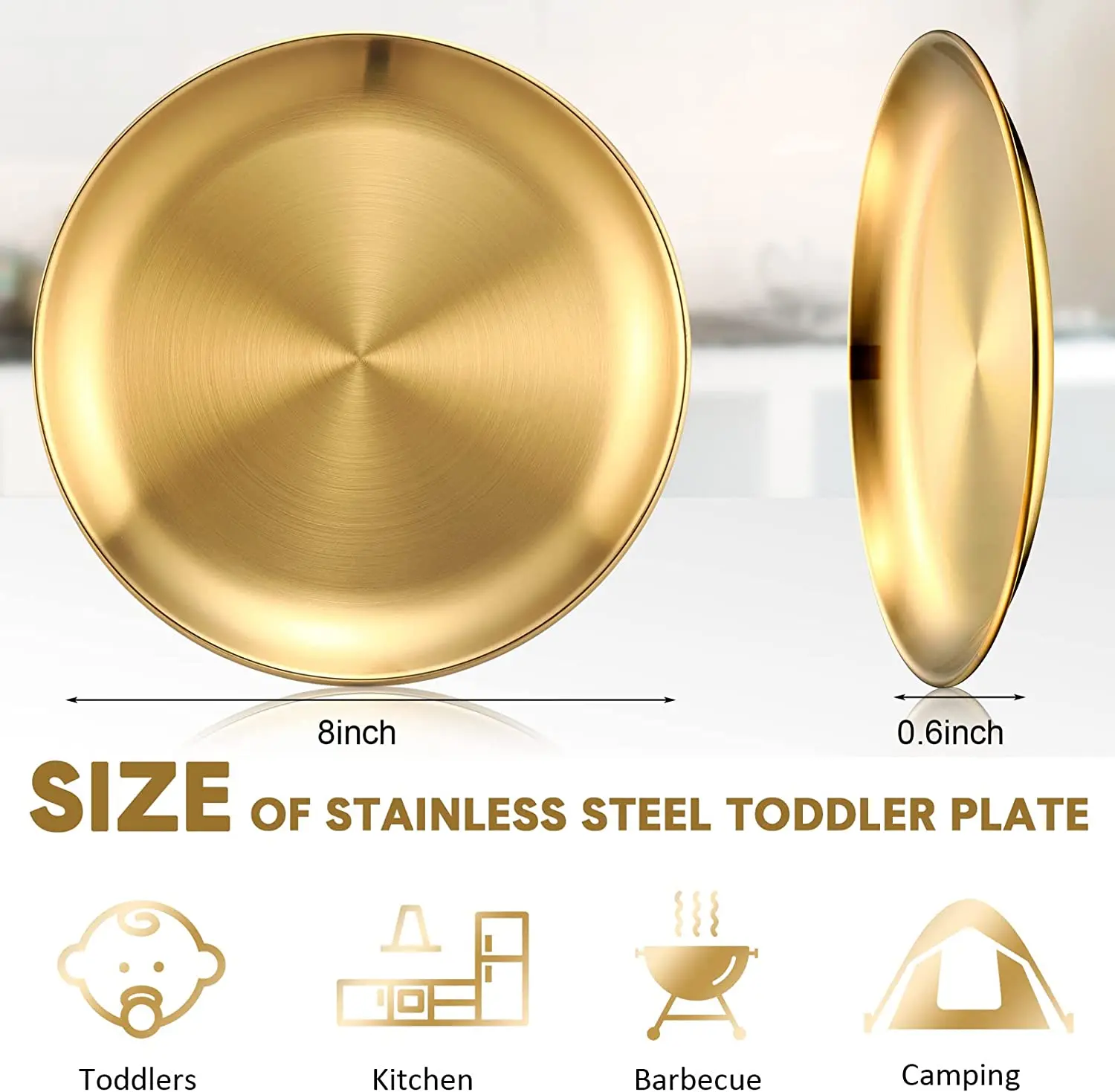 6 Inch Metal Plate Dinner Plate Set Round Dinner Dish Tray Gold ...