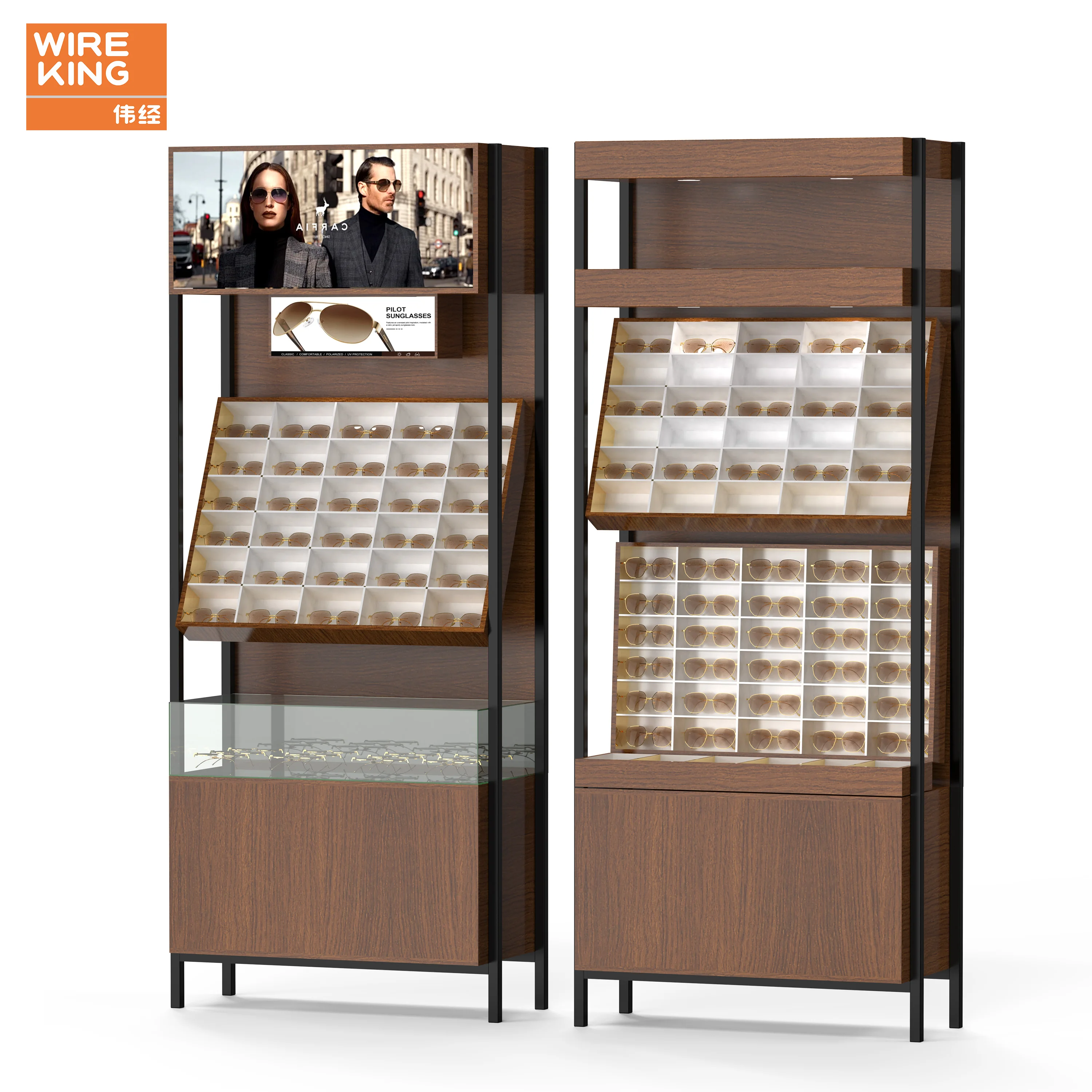 Customization Sunglass Display Stand Wood Eyeglass Display Cabinet For ...