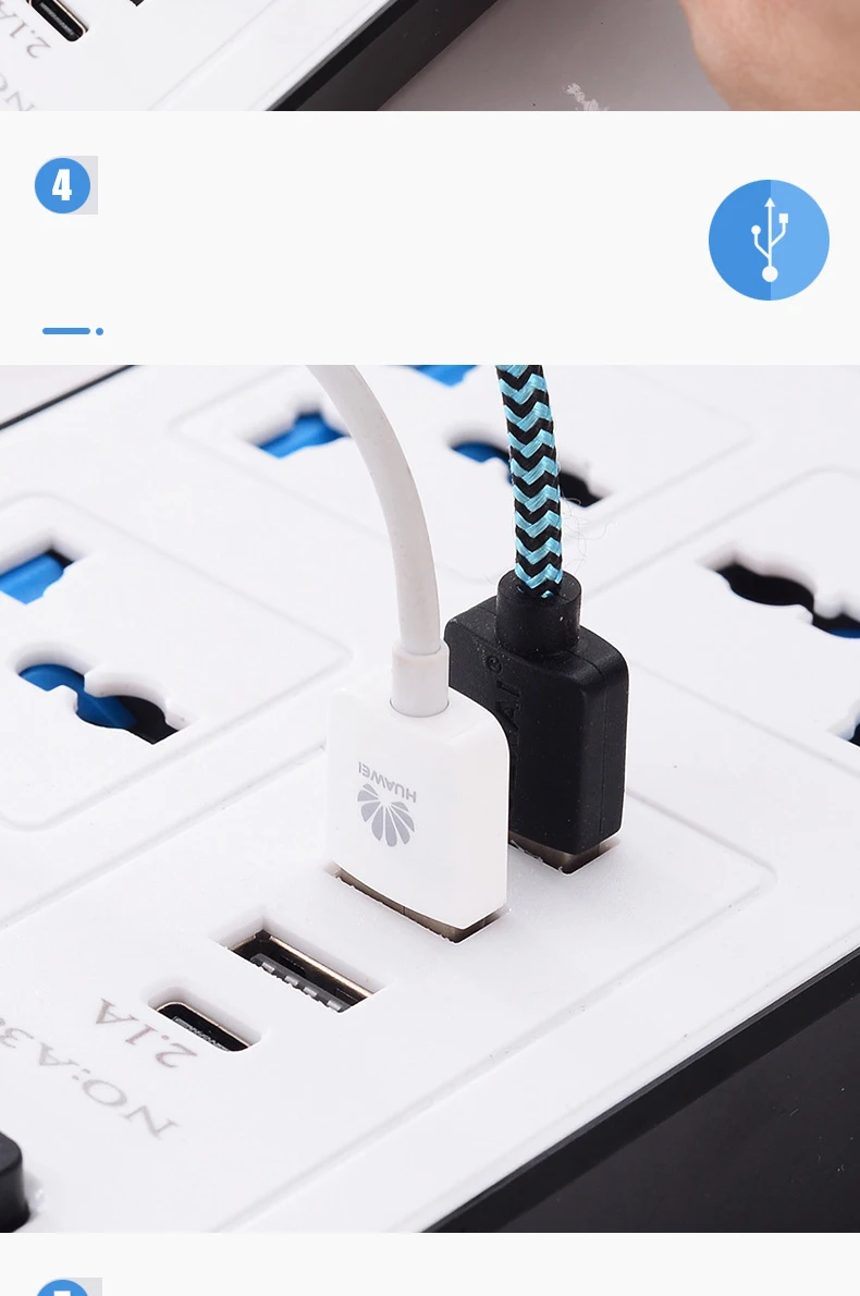 6 Port Power Strip with 3 USB Sockets and 2M Extension