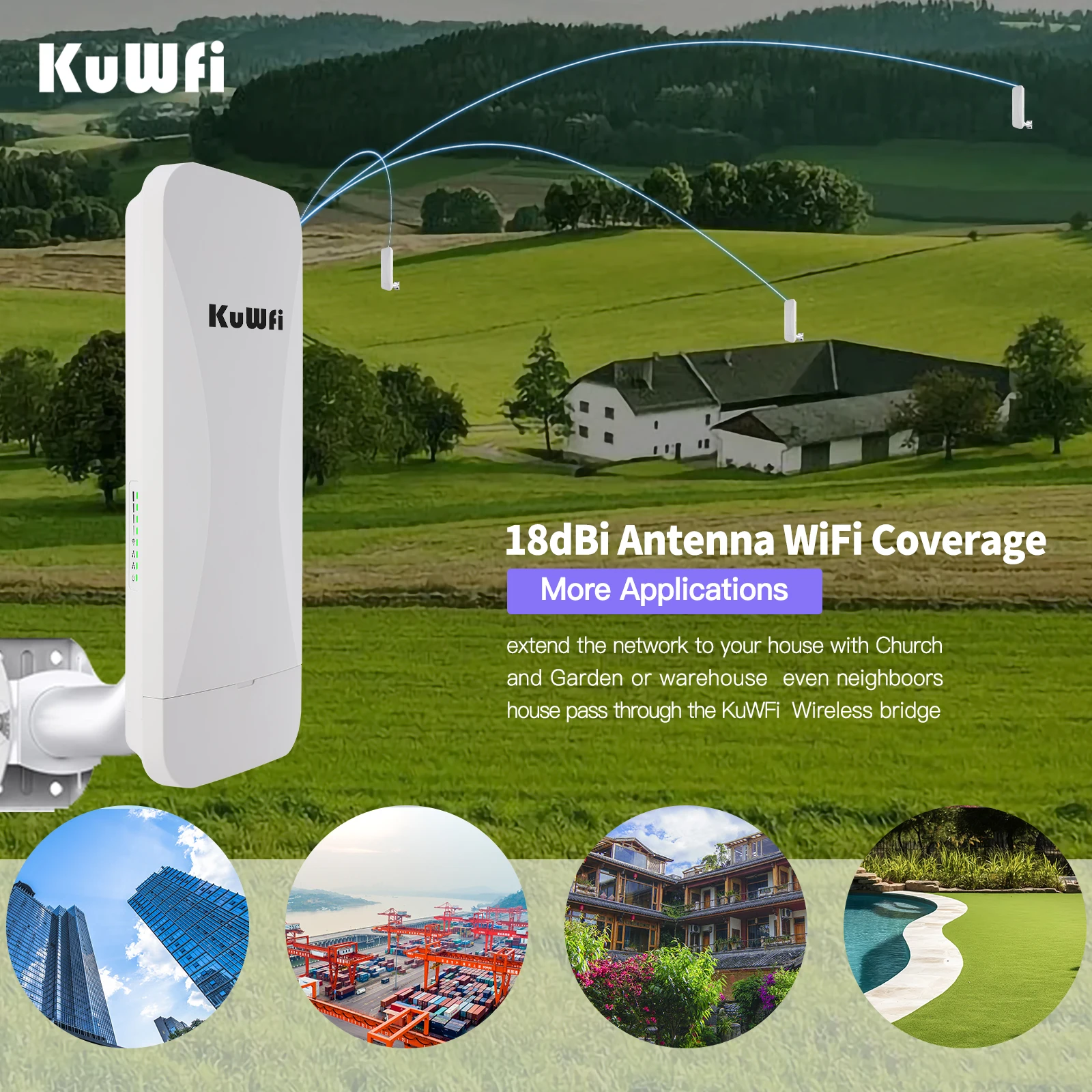 Kuwfi Wireless Bridge - 8km High Speed Outdoor Access Point