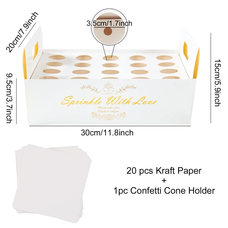 Microstar White Wedding Tray Confetti Cone Holder Box Confetti Gift ...
