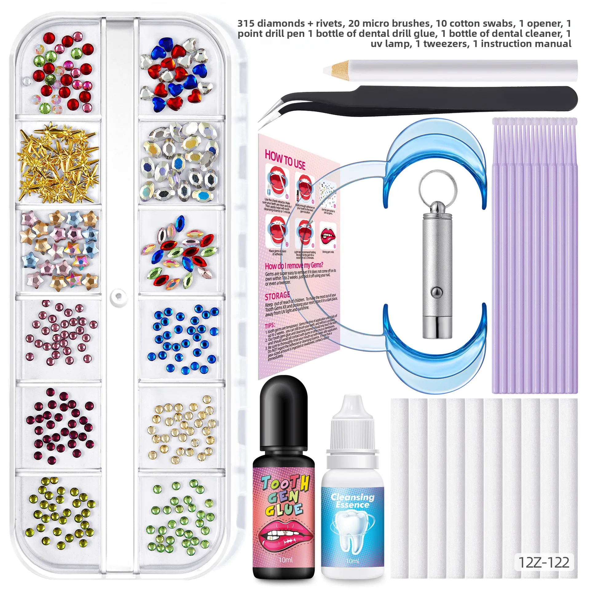 Wholesale Fashion Tiktok Diy Tooth Gem Kit Neon Glow Non-toxic Tooth ...