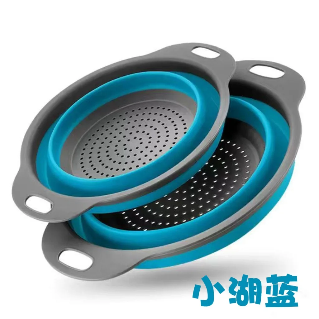 Green Silicone Kitchen Foldable Colander Set 6 Quart Collander Veggies ...