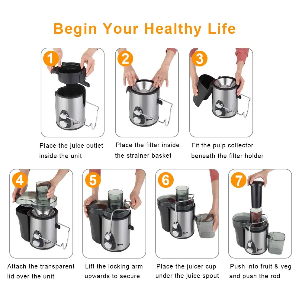 Juice Extractor Stainless Steel Citrus Juicer Centrifugal Juicer ...