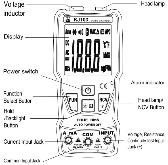 Kj103 Smart Digital Multimeter,Multifunctional Voltage,Current Ac/dc ...