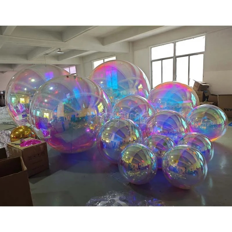 Big Shiny Balls Rainbow Holographic Inflatable Mirror Balls - 1m PVC ...