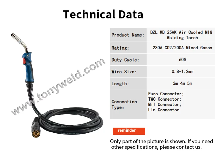 Binzel Mig CO2 Welding Air Cooled 25AK Complete Torch