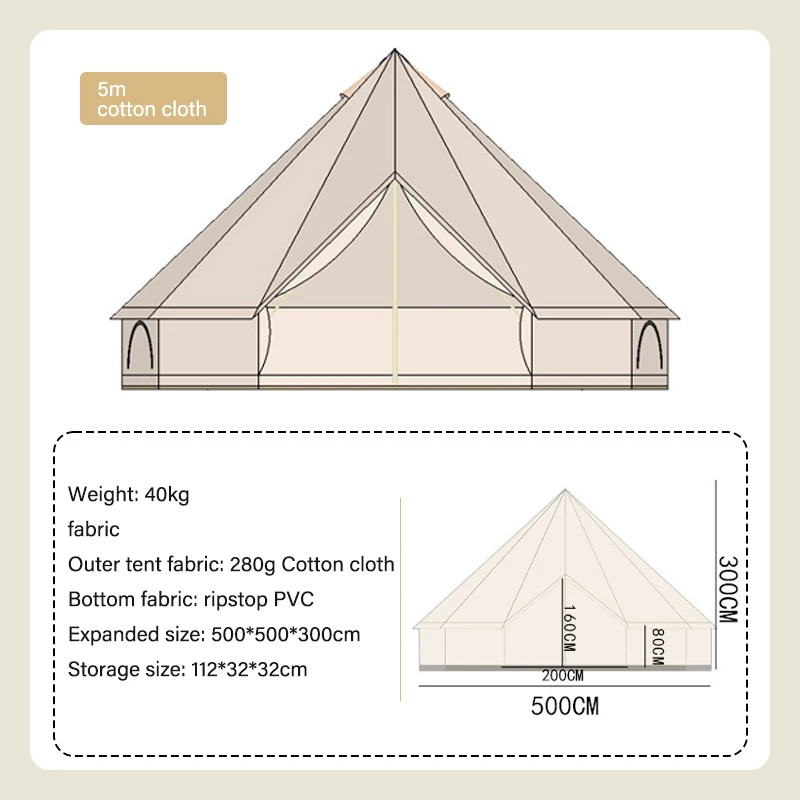 Outdoor 4 Season Tourist Waterproof Glamping Tent Luxury 3m 4m 5m 6m ...