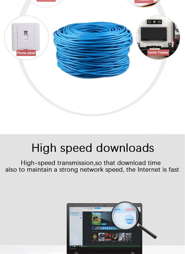 Customizable Cat5a Utp 305m Ethernet Cable Pure Copper 24awg Cat5a ...