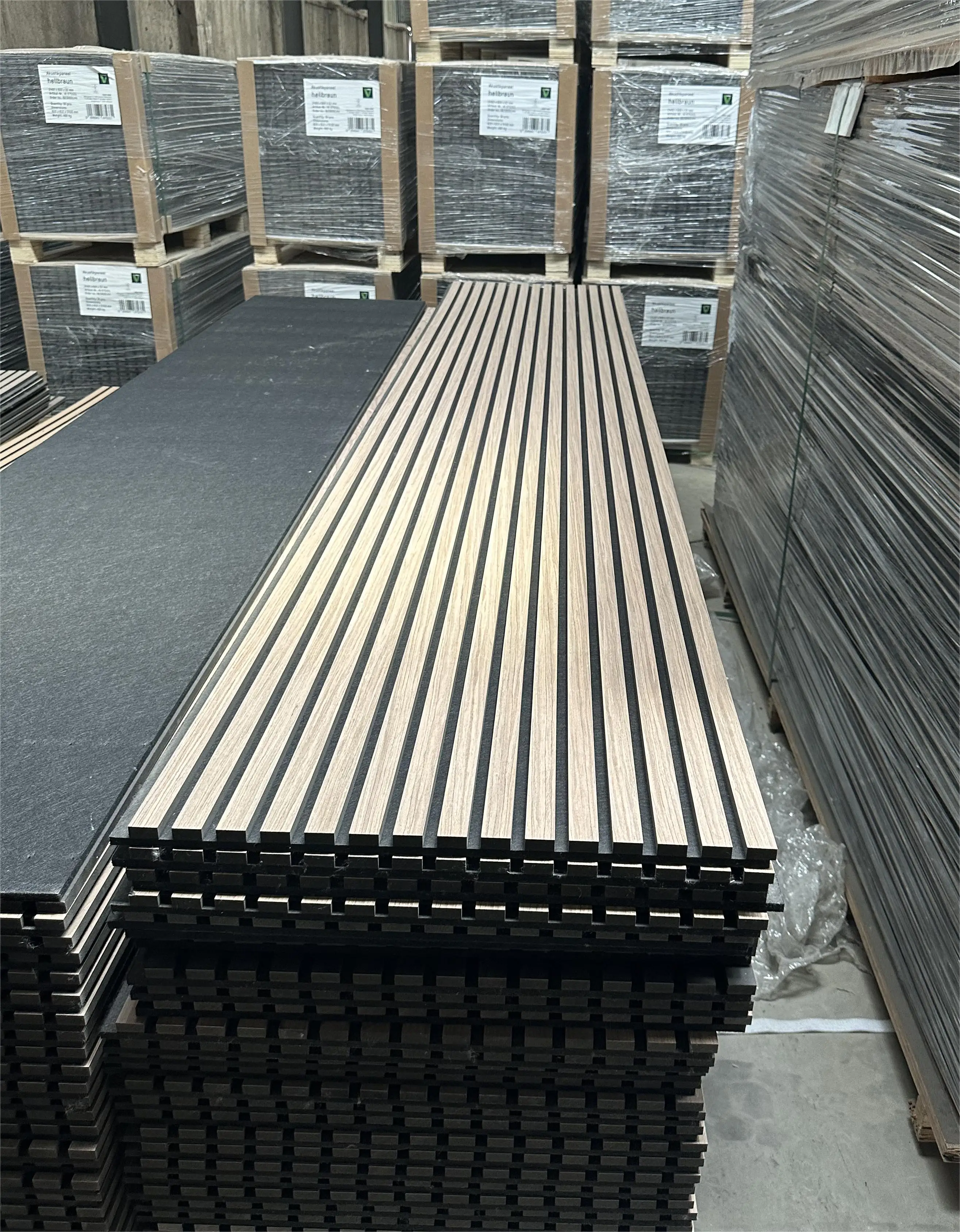 Pet Mdf Wood Slat Acupanels Walnut Acustic Wall Panel Slat Acoustic ...