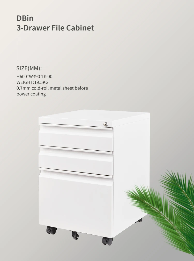 Office Movable Drawer Cabinet 3 Draw White Movable Cabinet Movable File ...