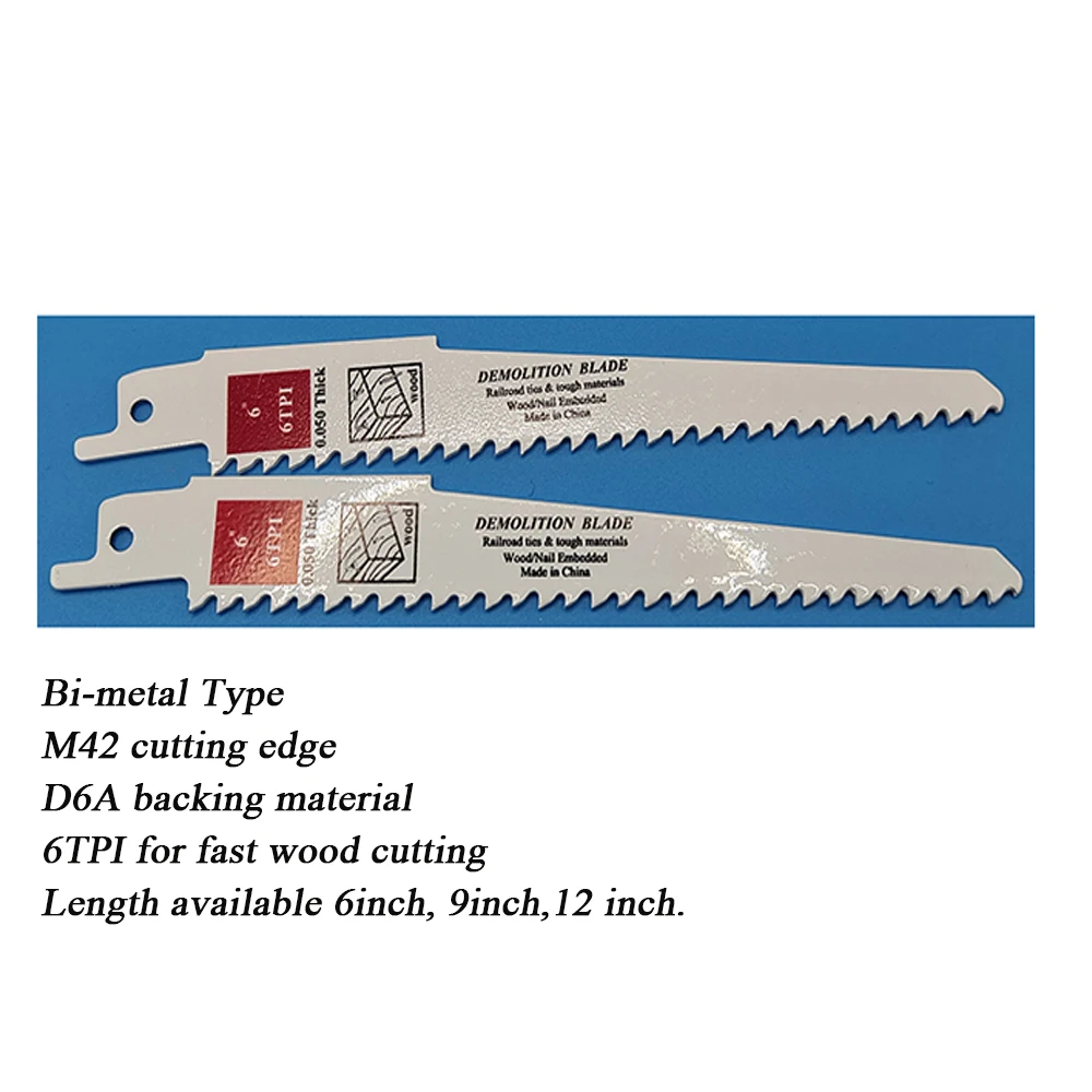6 Inch Wood Demolition M42 Bi-metal Reciprocating Saw Blades for Wood ...