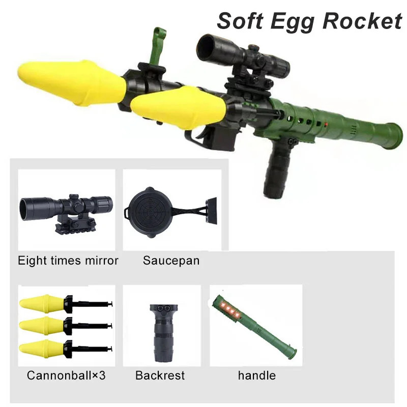 Outdoor Shooting Game Boys Electric Rocket Bomb Bullets Launch Gun Set ...