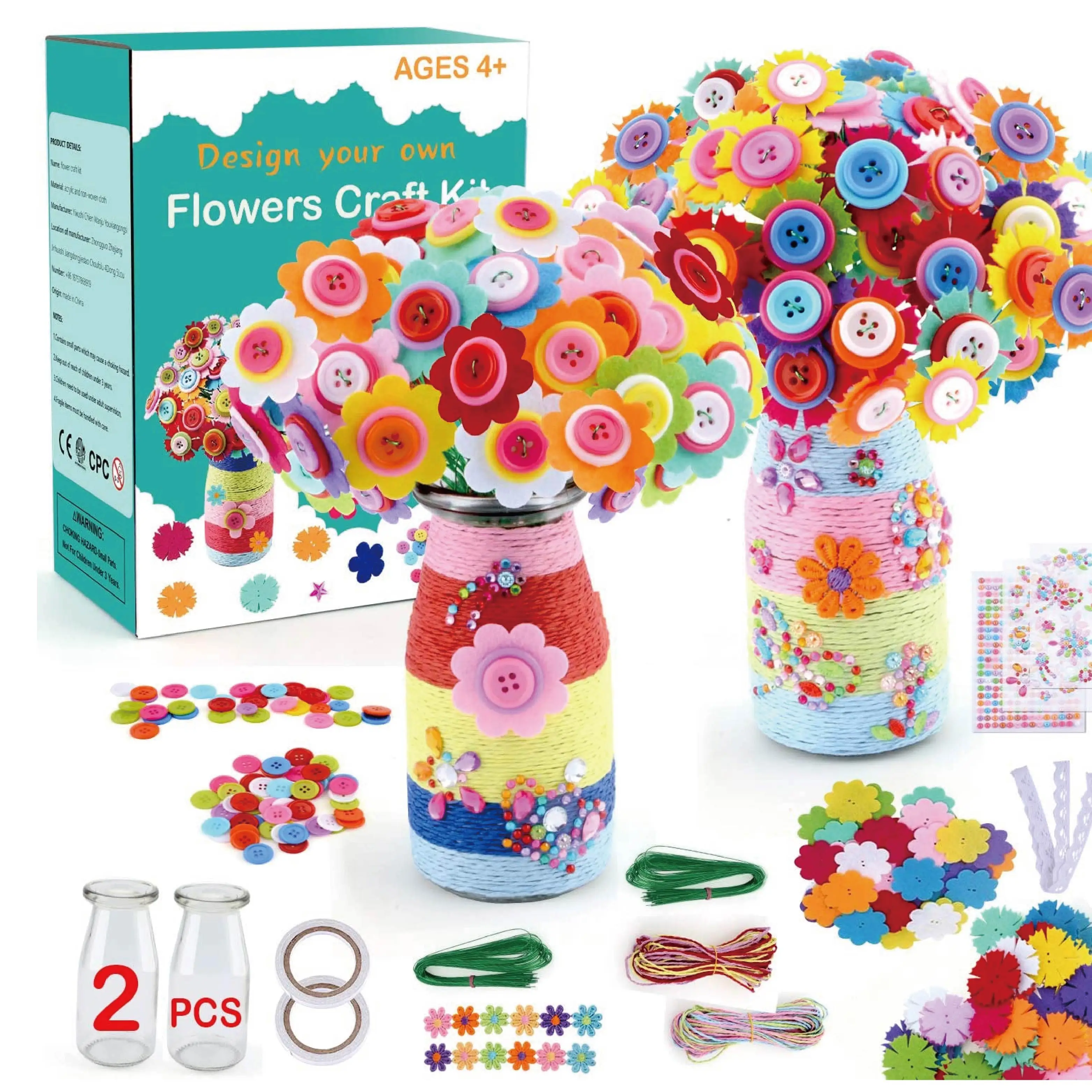 Craft Diy Kit Crochet flower Make Your Own Flower Bouquet with Buttons ...
