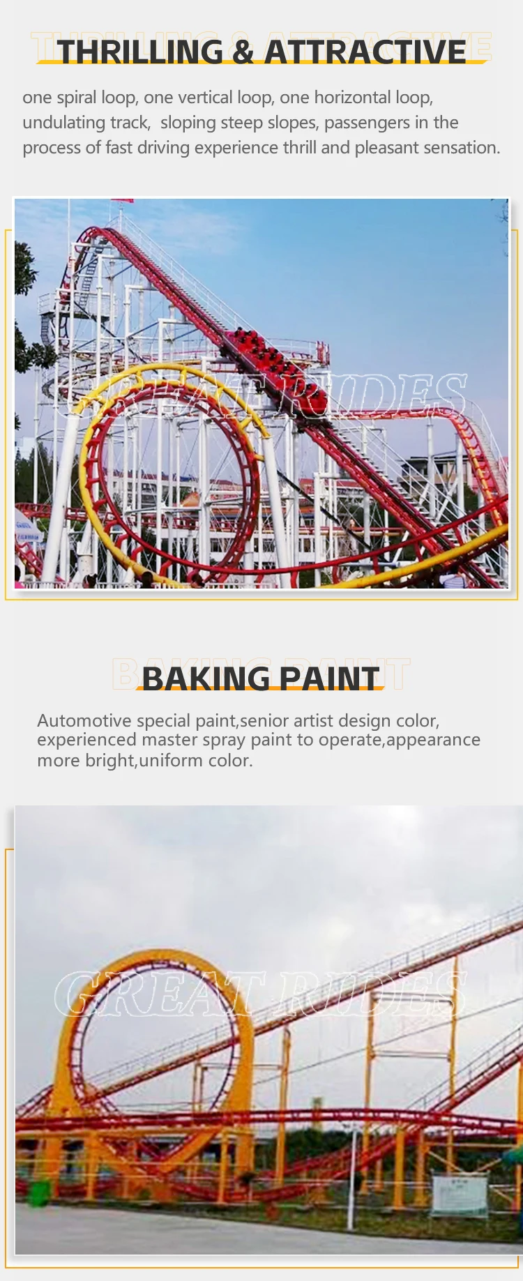 Thrilling Amusement Park Rides - Medium 3 Loops Roller Coaster