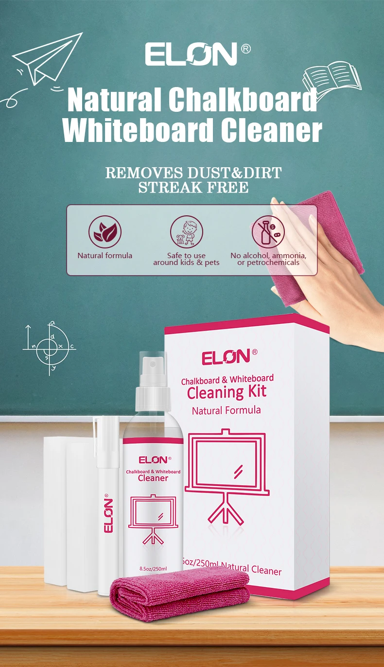 250ml Natural Whiteboard Cleaner Spray With Cleaning Sponge,Microfiber ...
