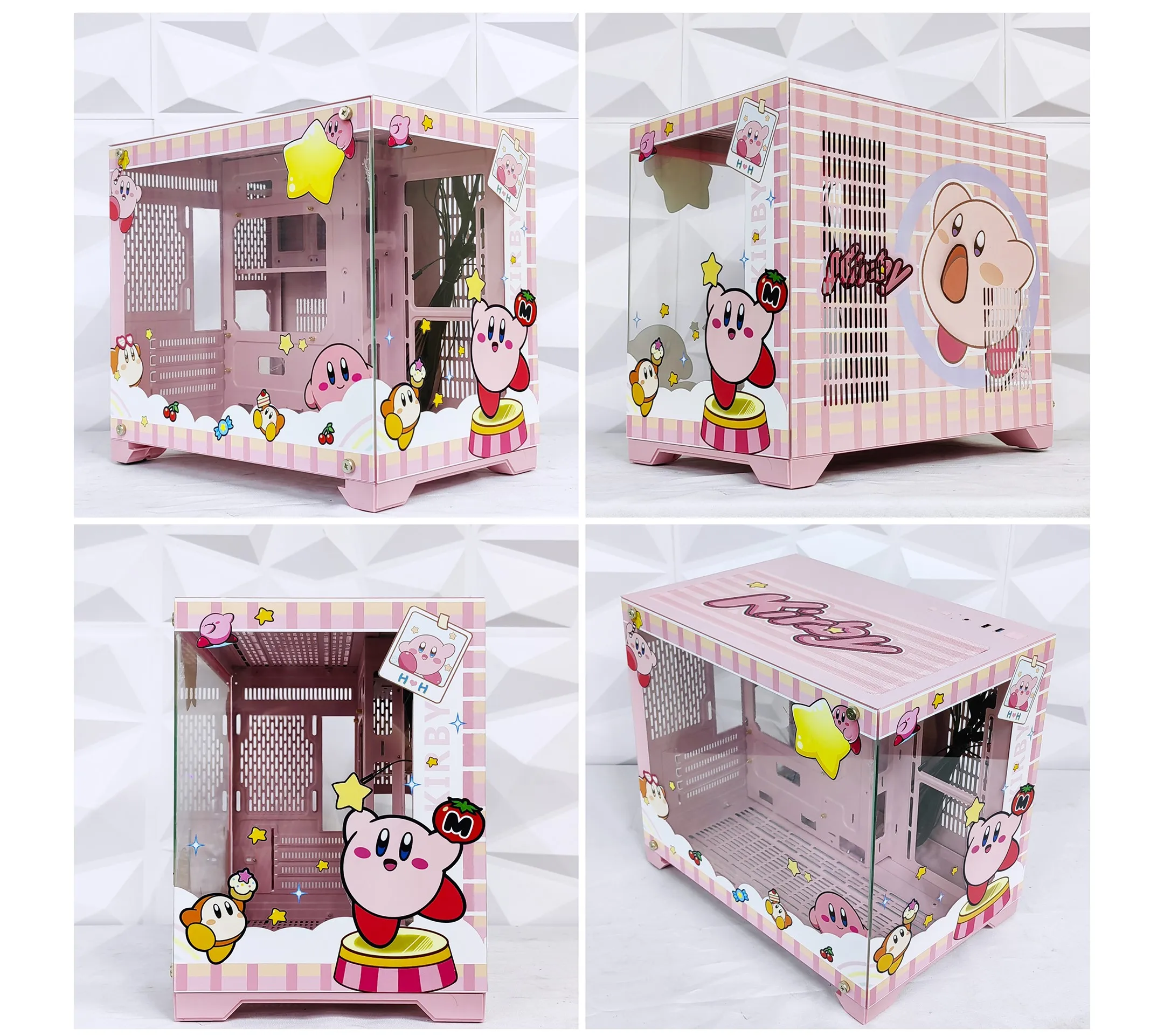 Pink MATX Mid Tower Game Customization Metal Micro Desk Casing Tempered ...