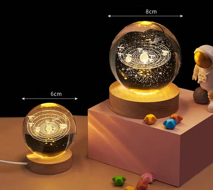 3D Laser USB Charge Glow Touch Control LED Glass Crystal Ball Gift ...