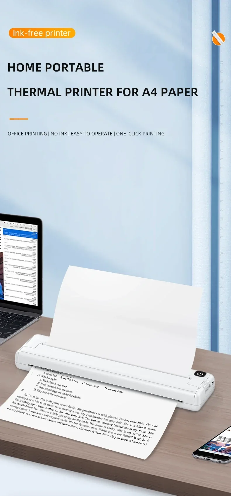 High Quality A4 Bluetooth Printer Continuous Thermal Printer PDF ...