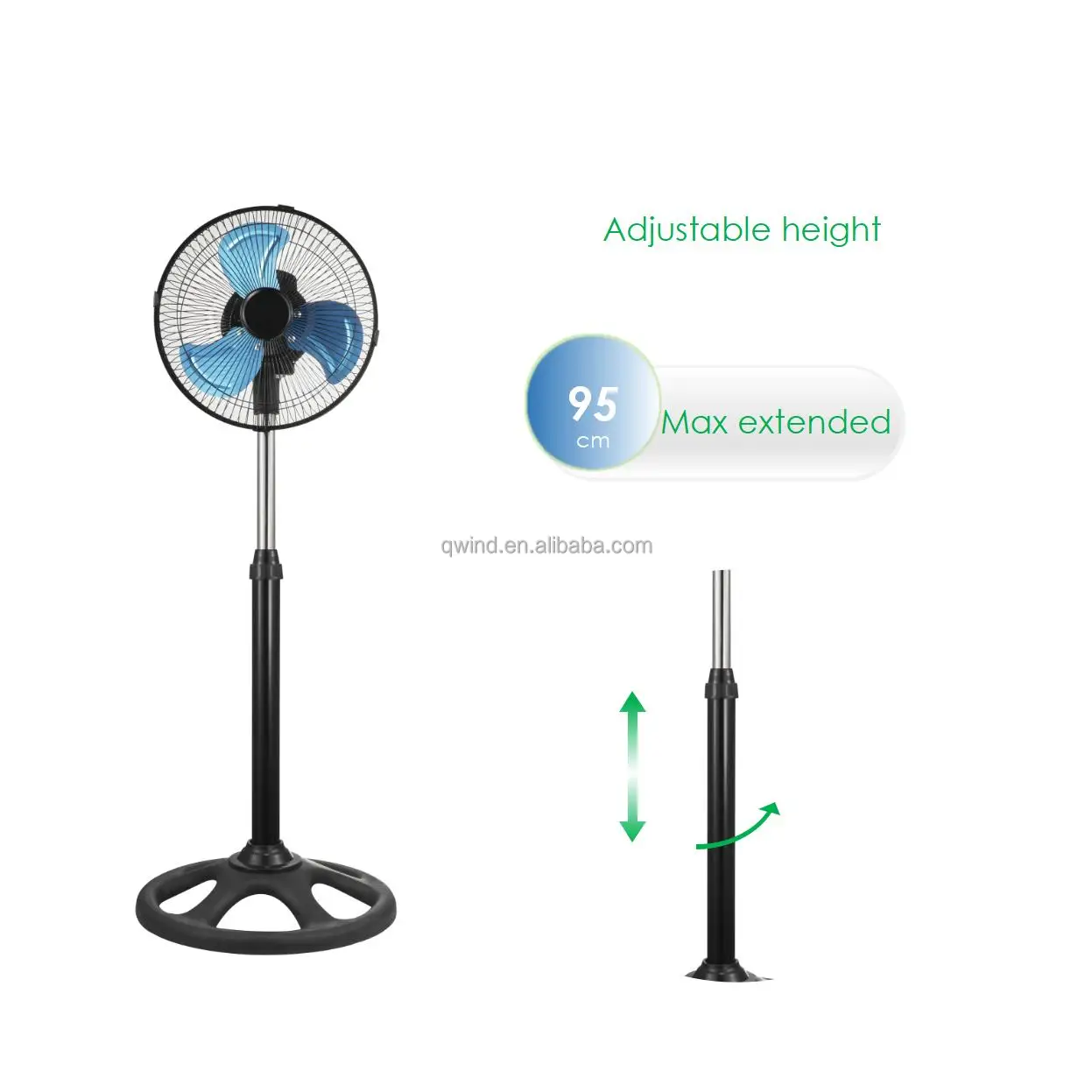 High Speed Gear Ball 10'' Stand Fan with Different Colors and 3 ...