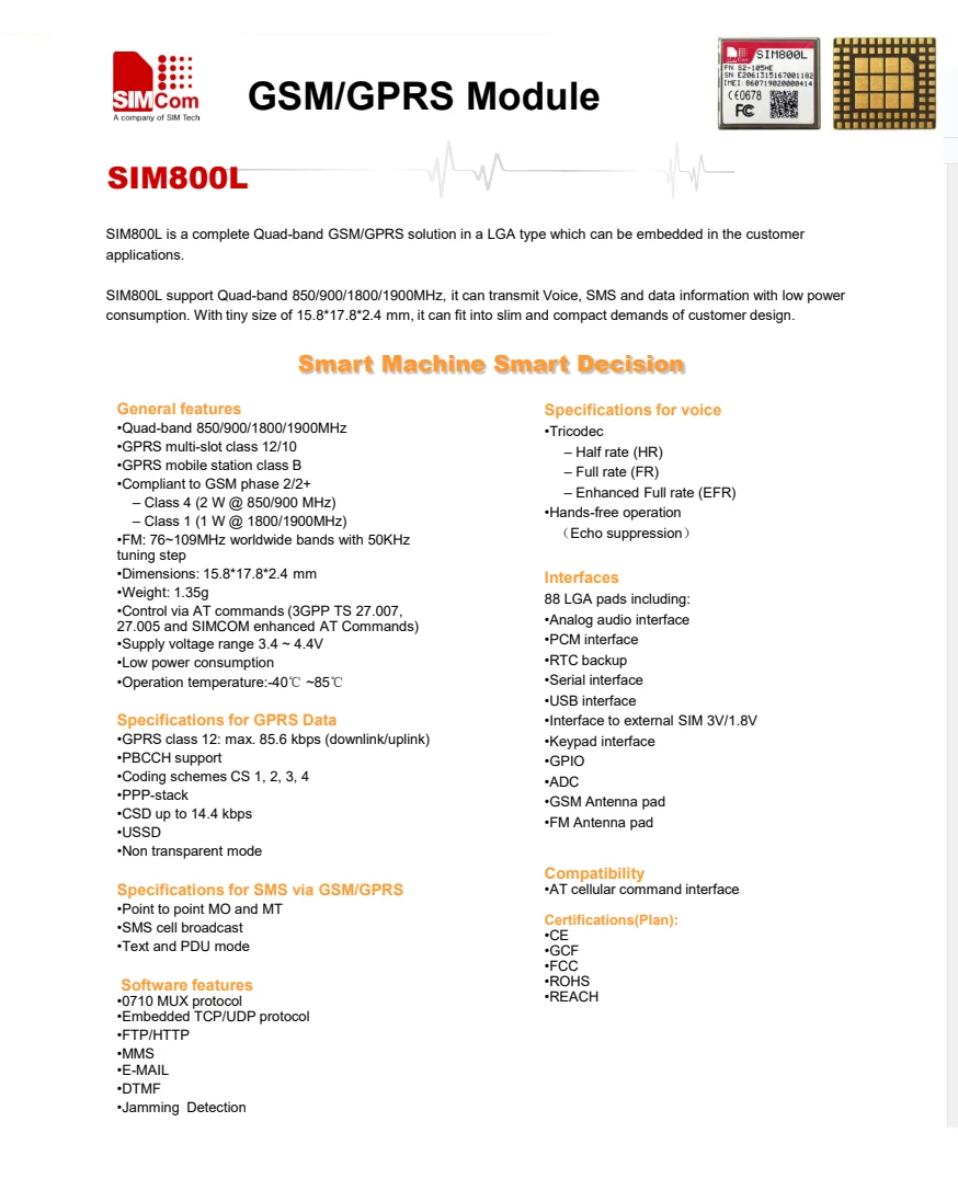Simcom 2g Module Sim800l P/n: S2-1065j And Sim800ll Sim800l-l P/n: S2 ...