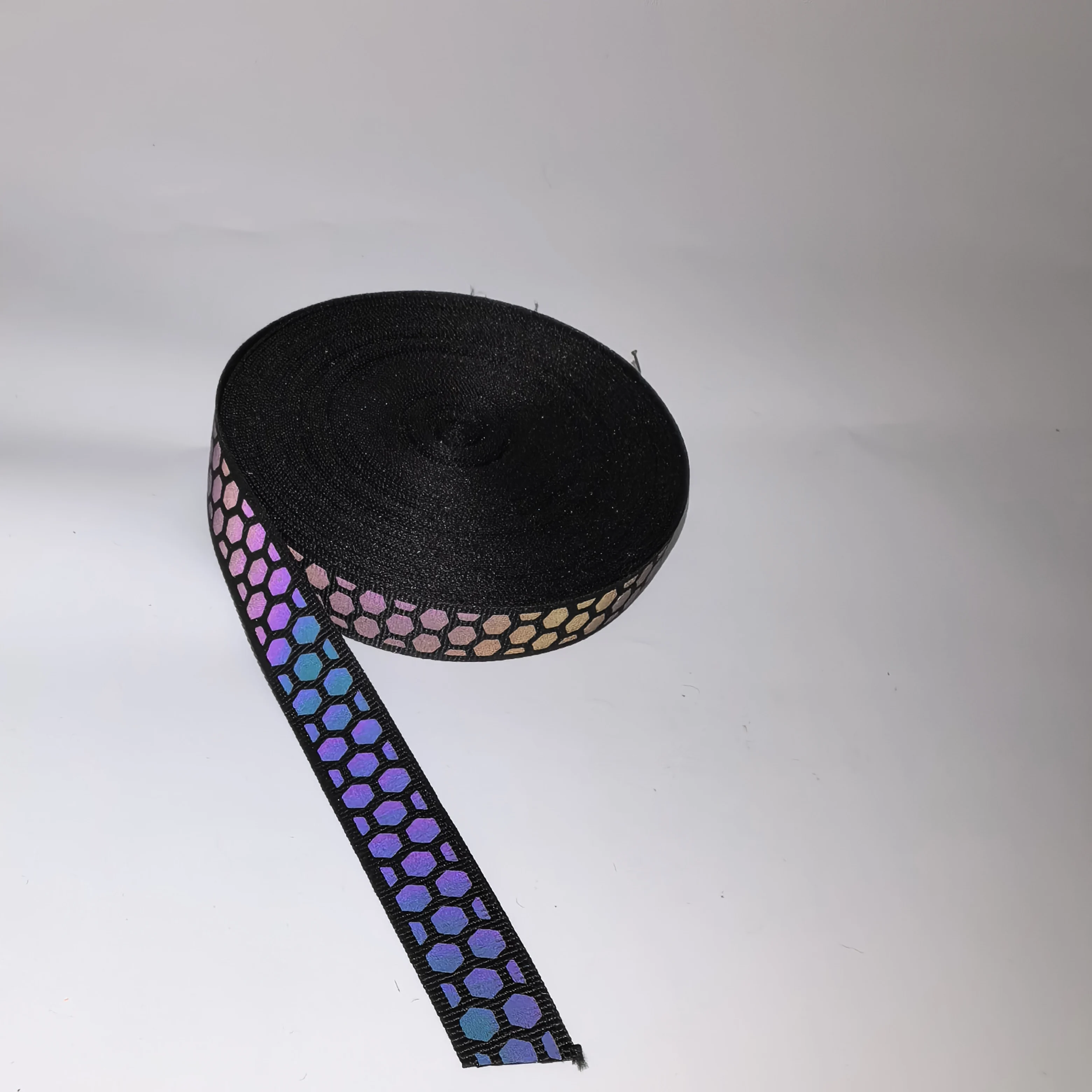 Customisable 300D reflective patterned polyester webbing, ideal for ...