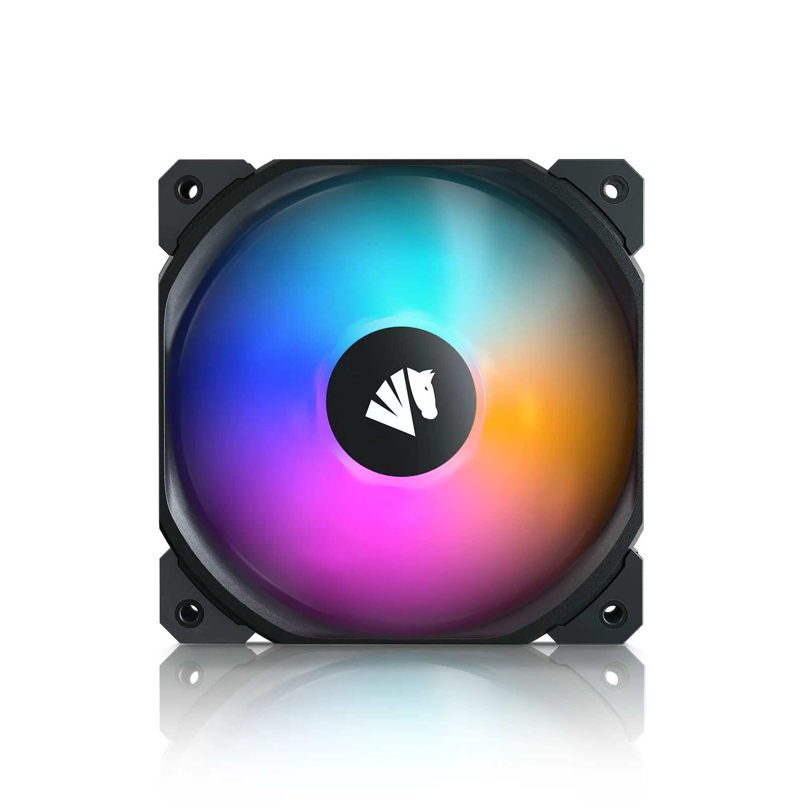 ASIAHORSE | 120mm Square RGB Fan Big 4pin + Small 3pin Black Computer ...