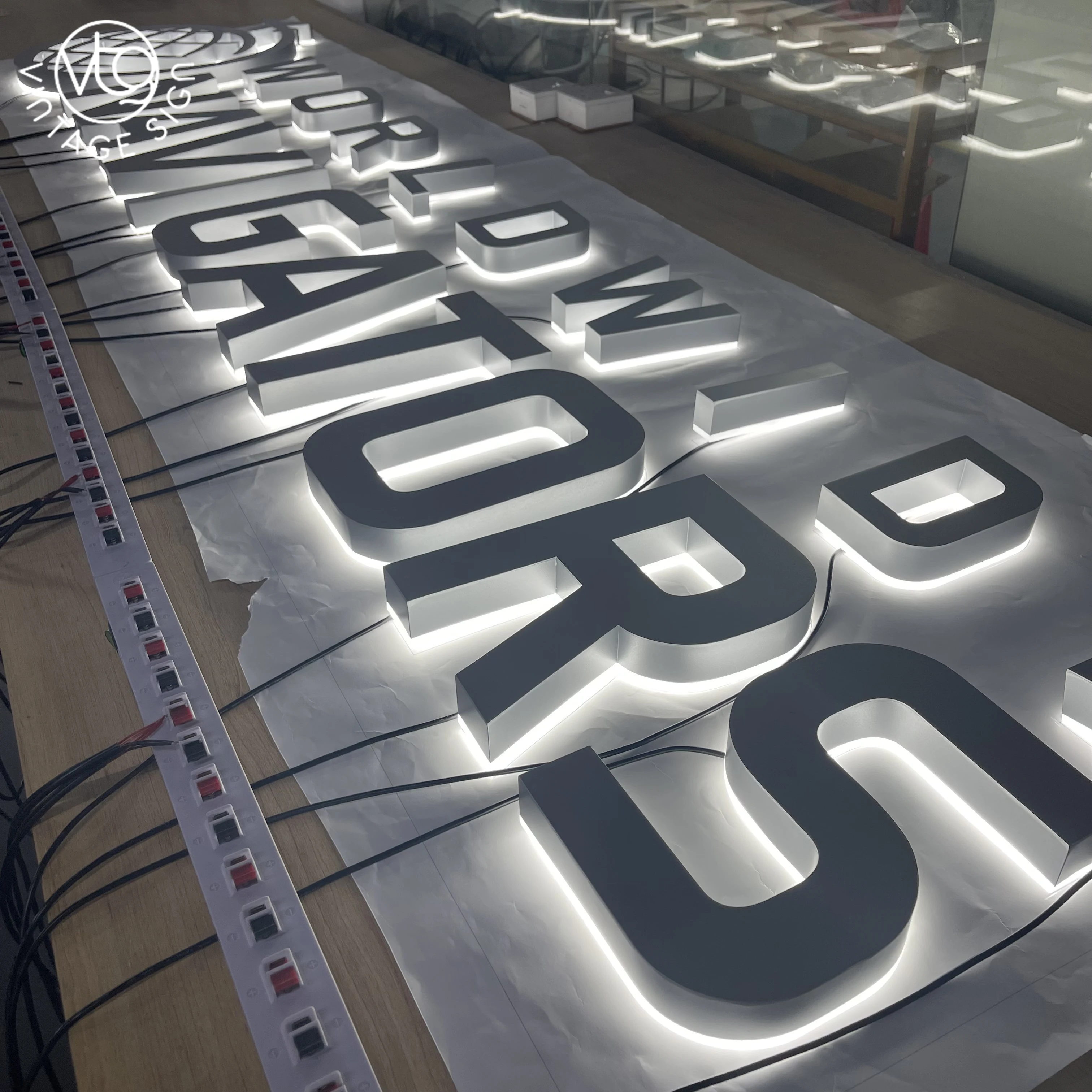 Store Front Back Light Letters Pylon Steel Acrylic Led Backlit Sign ...