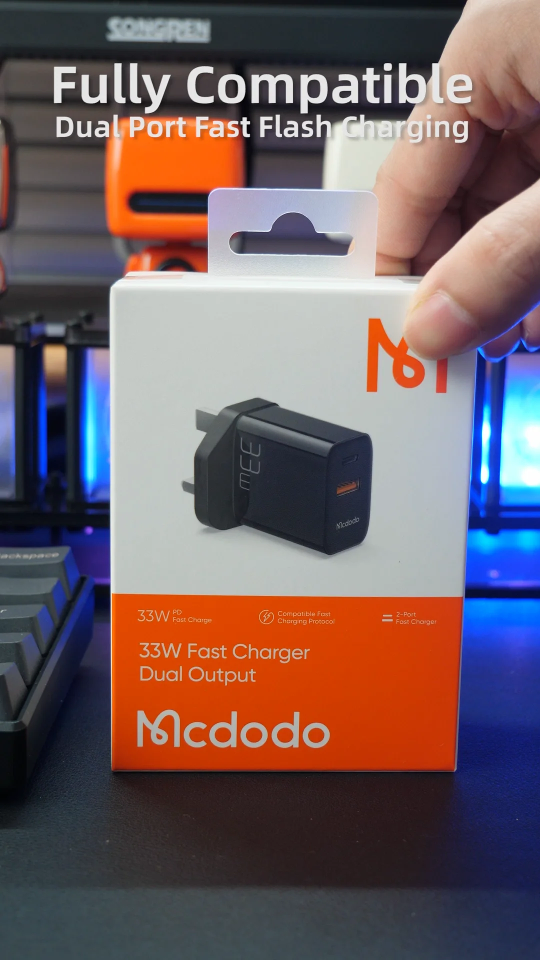 33w Dual Port Type C + Usb Charger Qc3.0 Pd Pps Fast Usb-c Wall Power ...