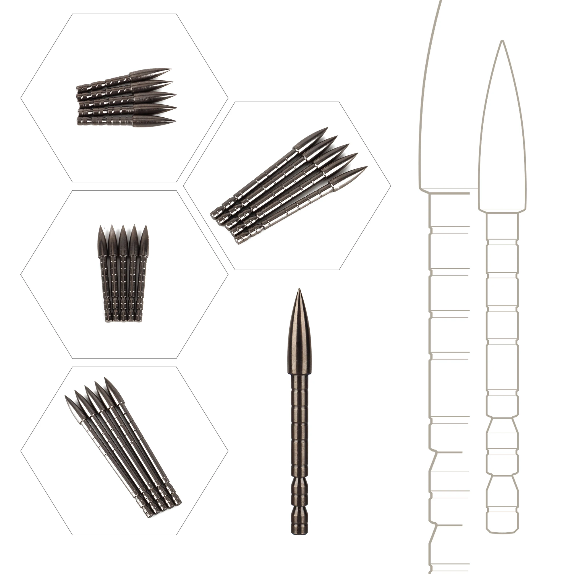 Id 4.2-6.2mm Insert Arrowhead Archery Broadheads Bullet Tips Stainless ...