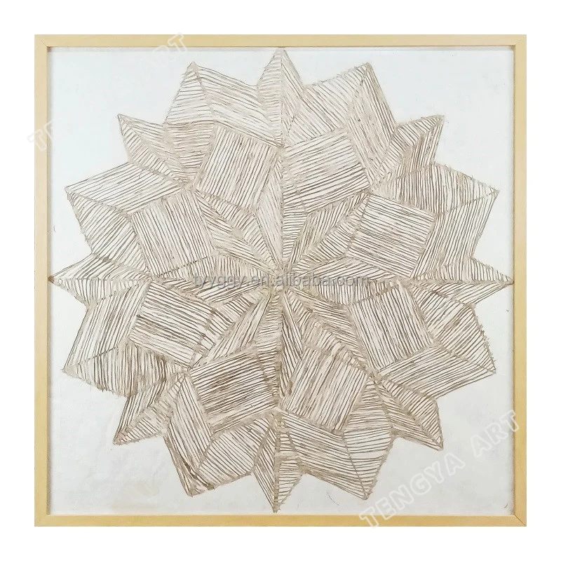 Home Decor Glass Wall Hanging Simple Abstract Handmade Rice Paper Frame ...