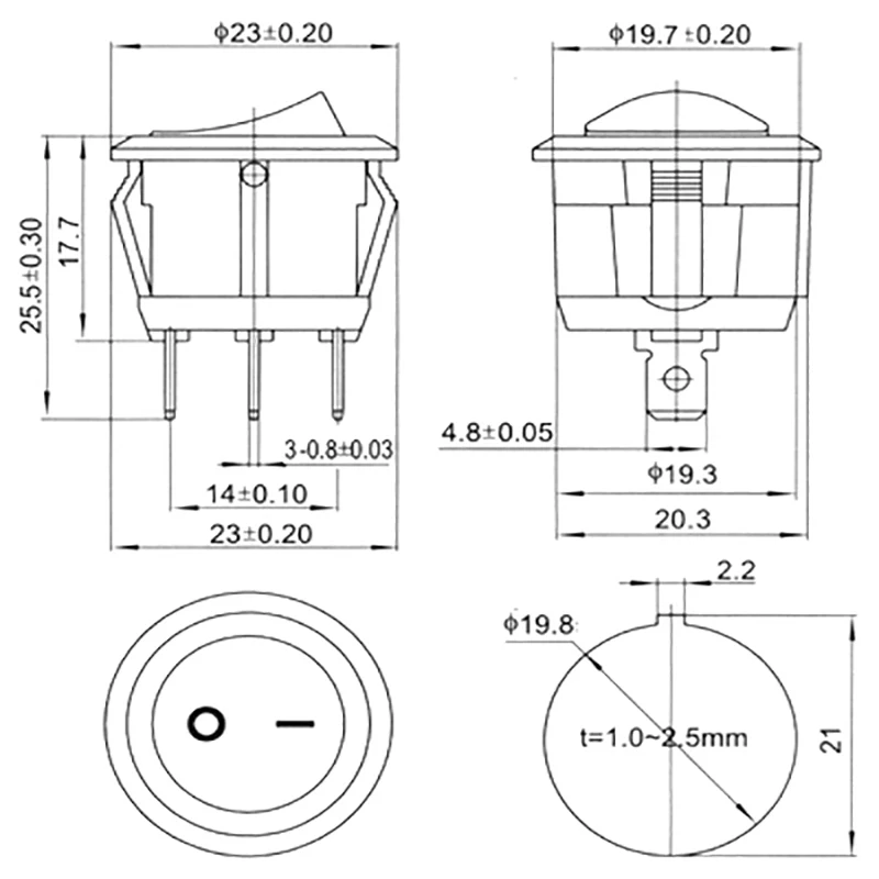 250V 3A 10*15mm Mirco Rocker KCD Switch KCD11 2 Pin on Off Switch ...