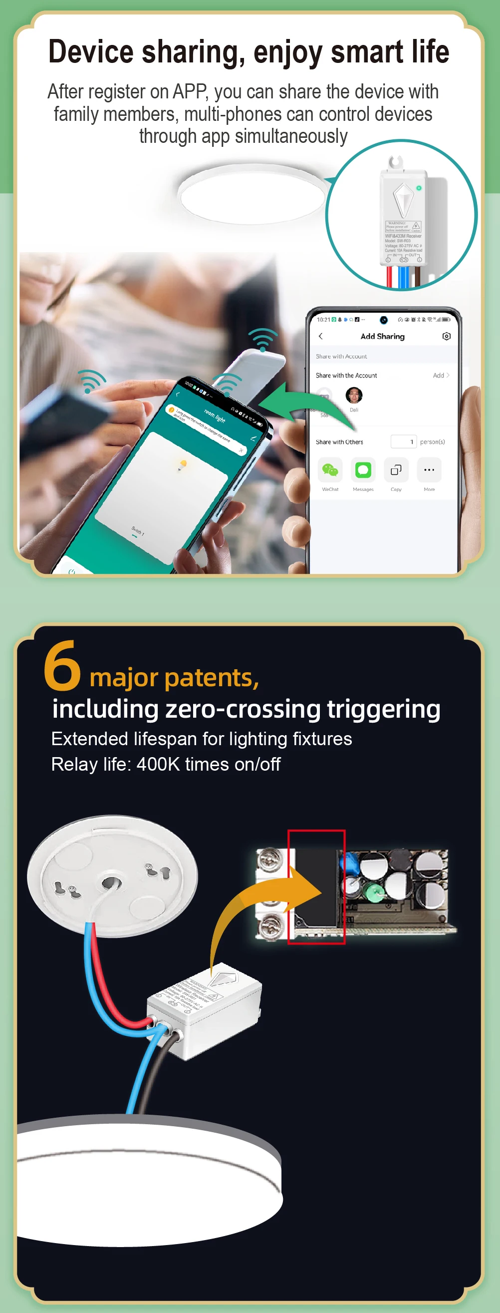 Smart Light Switch 2.4Ghz WiFi Wireless Light Switch Kit with Alexa ...