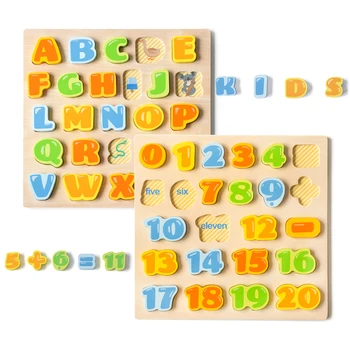 Wooden Alphabet Puzzle And Number Puzzle Set For Toddlers For Kids ...