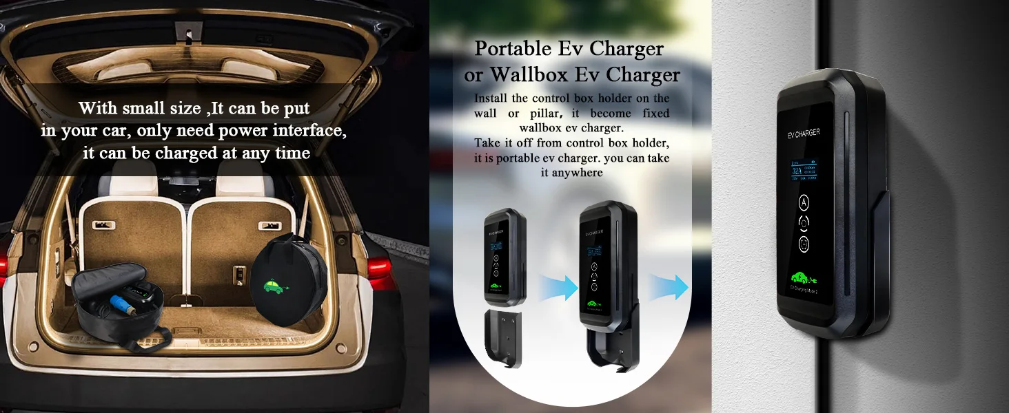 Mobile EV Charger Wallbox 32A Fast Type1 Type 2 CEE 3 Pins for Electric ...