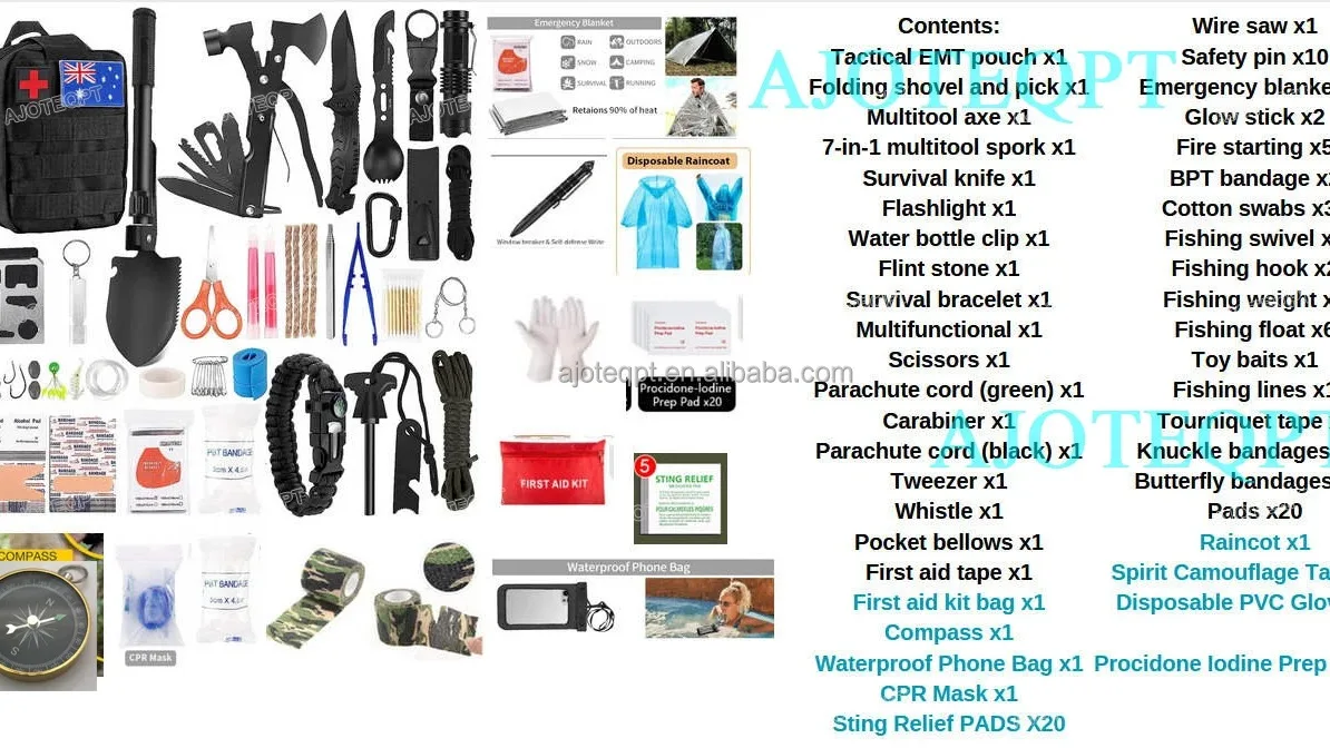 Ajoteqpt Survival Gear First Aid Emergency Kit For Earthquake - Buy ...