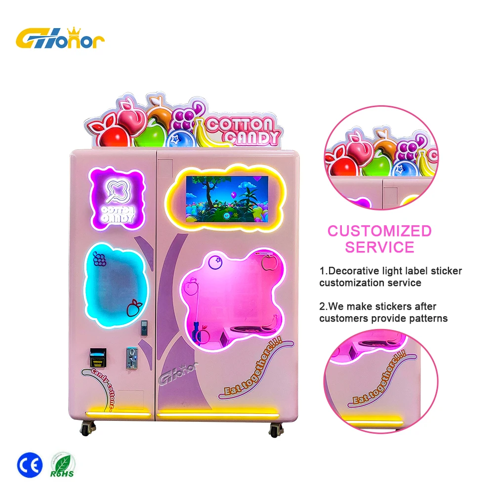 Latest Designed Coin Operated Fully Automatic Cotton Candy Vending ...