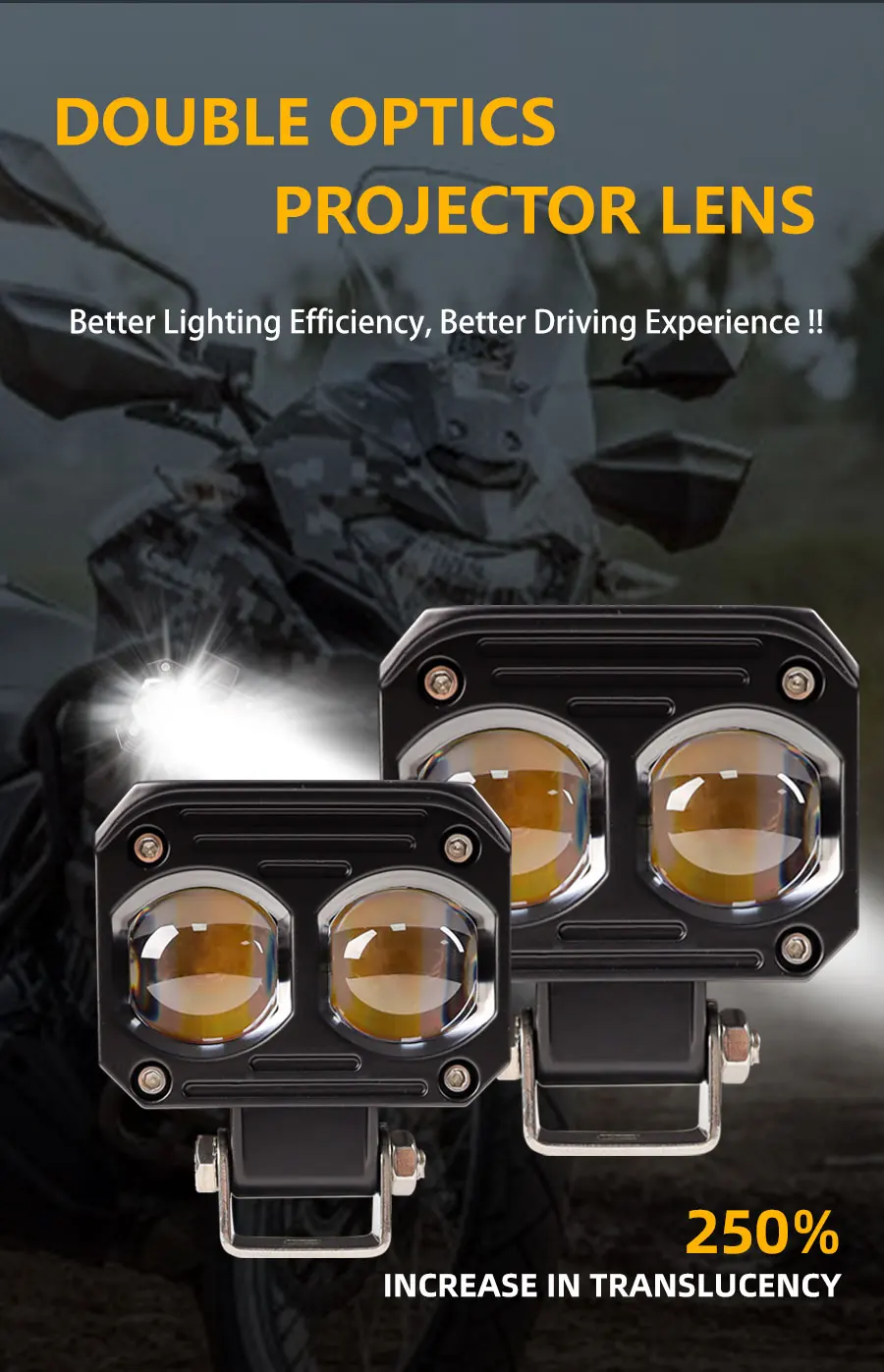 Factory Wholesale Led Super Bright Motorcycle Light White & Yellow Ip67 ...