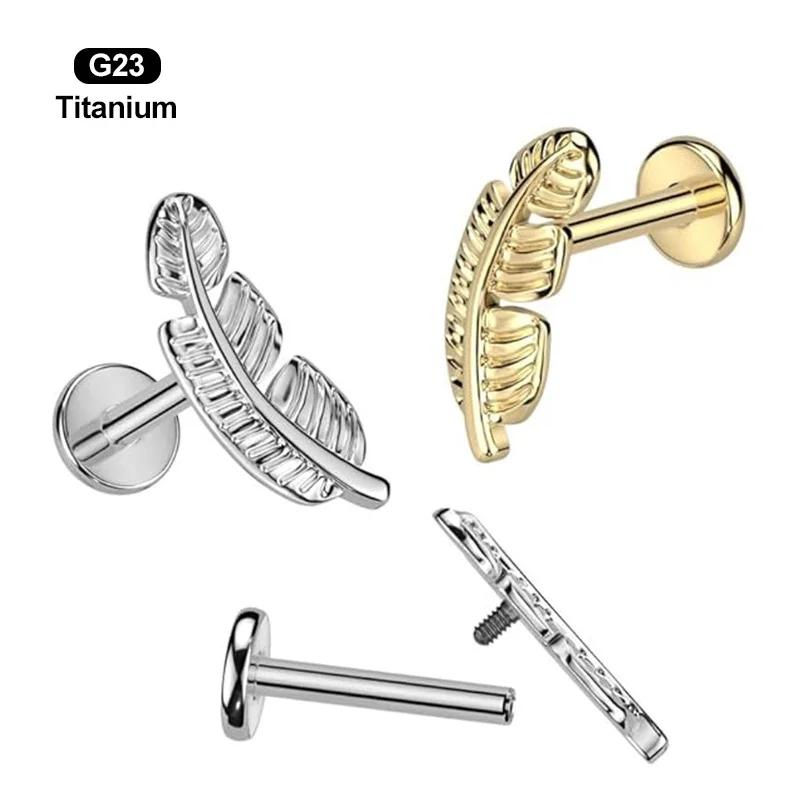 Astm F136 Titanium Internally Threaded Flat Back Feather Nose Tragus ...