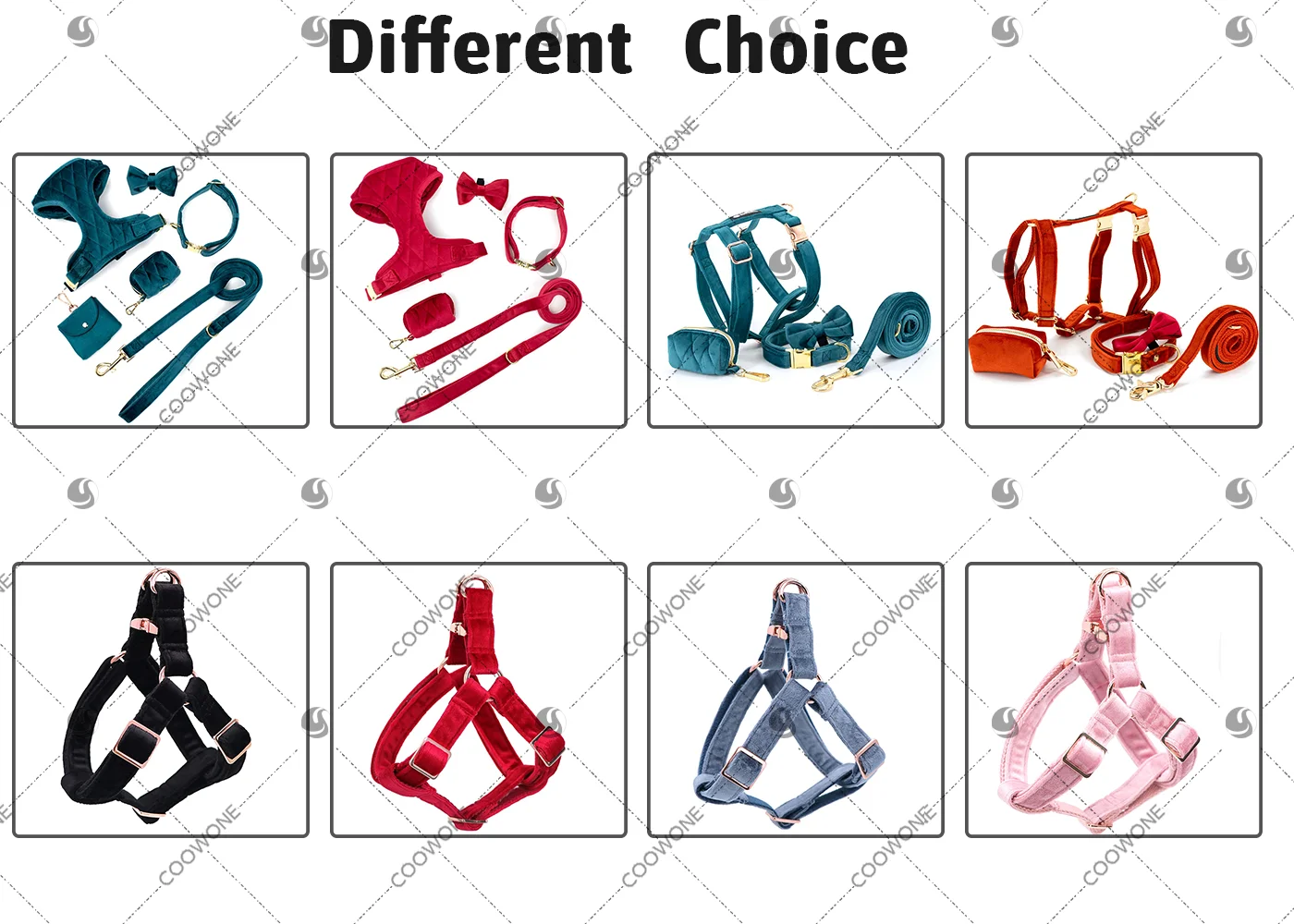 Custom Logo Dog Harness Set - Velvet Harness & Leads