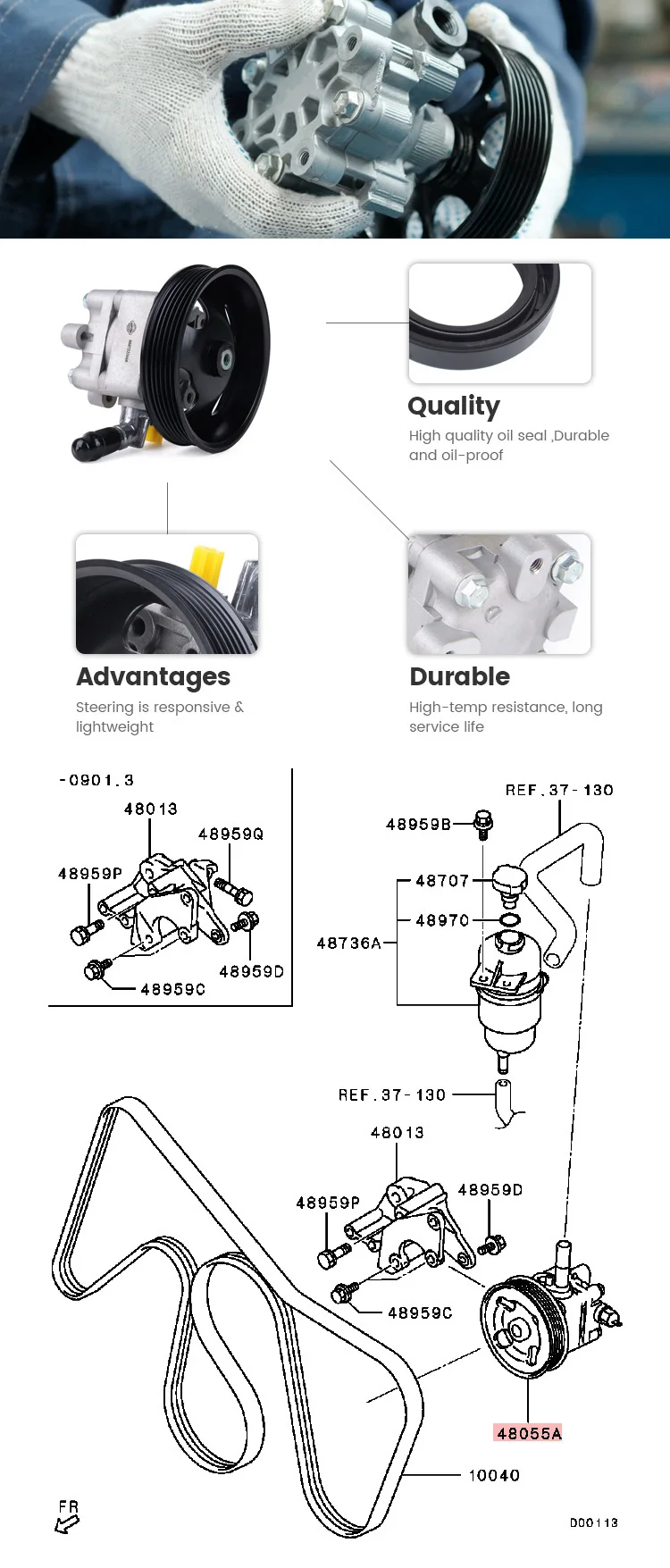 Power Steering Pump For Mitsubishi Pajero Montero V63 V73 V75 V77 6g72 ...