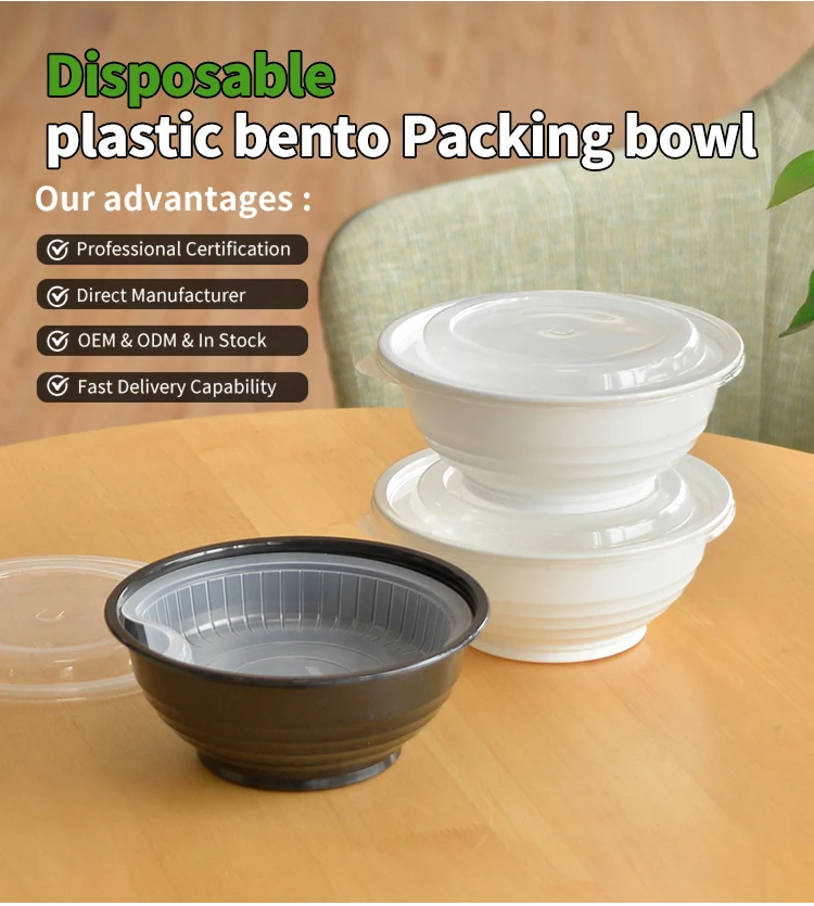 Disposable Bowl Take Away Food Container Bento Packing Bowl Plastic ...