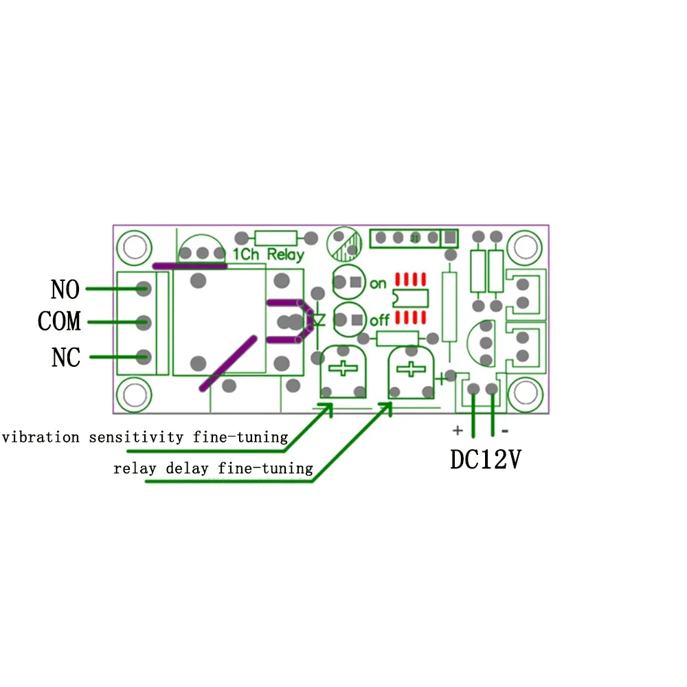Industrial Grade 12V Vibration Sensing Module Sensor Relay Switch High ...