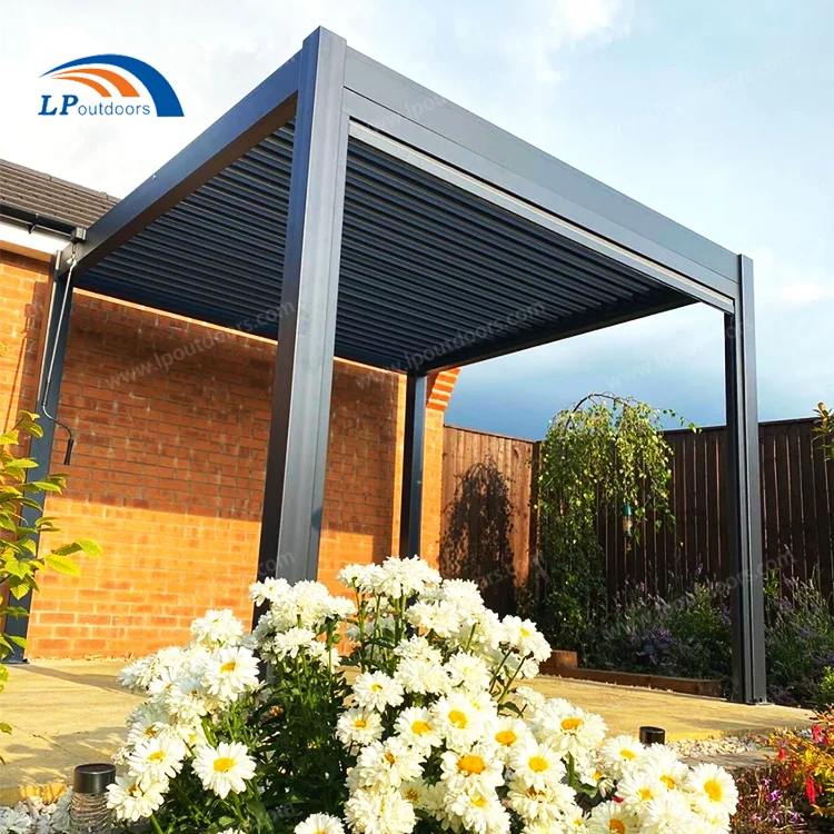 Outdoor Bioclimatic Pergolas Terrace Pergola Aluminum Louvre Roof ...