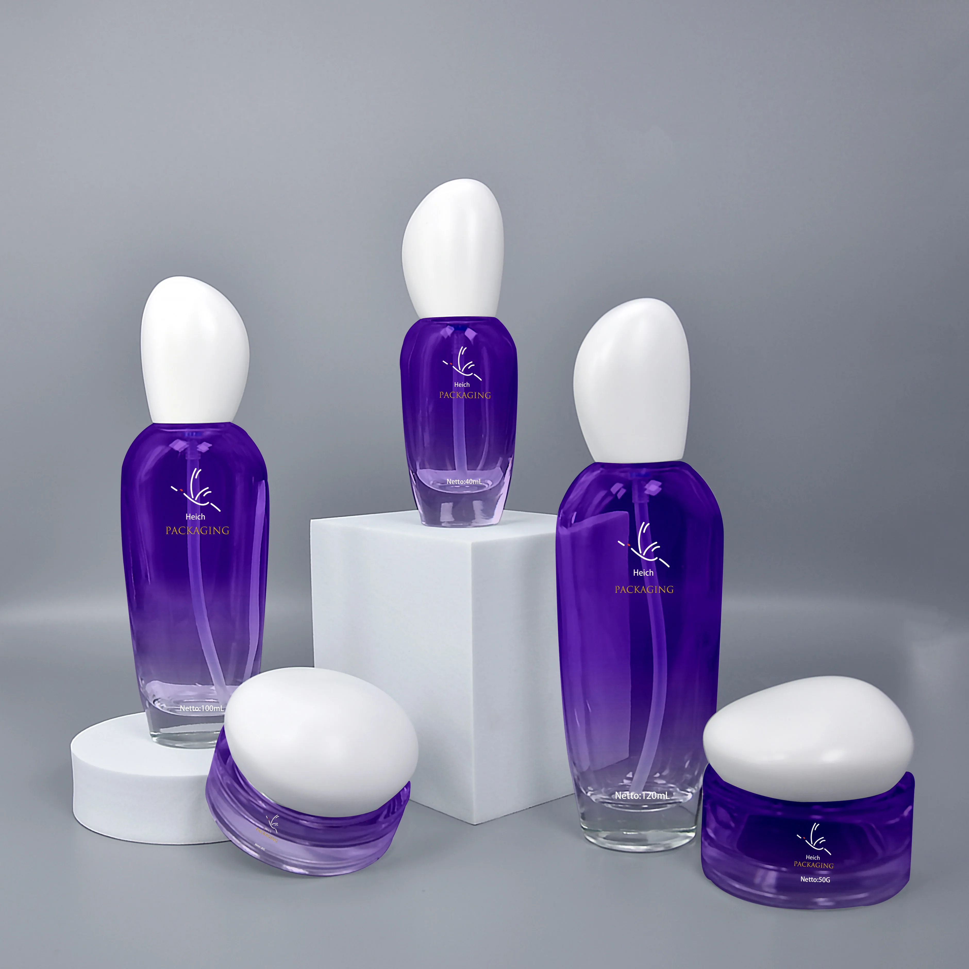 Custom Purple Cosmetic Packaging Lotion Bottle Luxury Cosmetic ...
