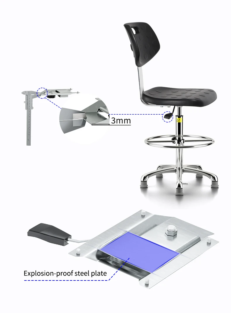 Laboratory Chairs Esd Lab Chair Pu Foam Anti-static Backrest Dust-free ...