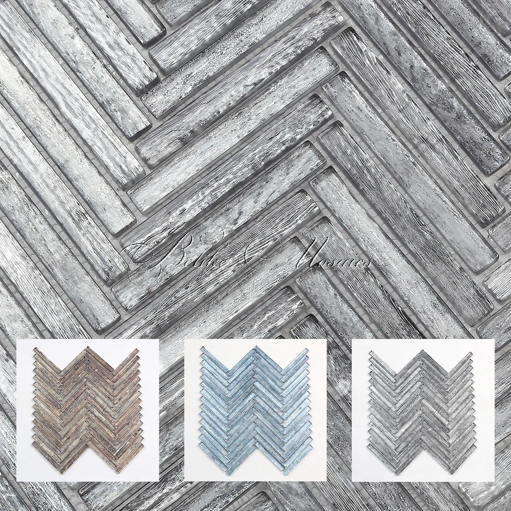 Herringbone Glass Mosaic Tile Home Decor Wall Tile Elegant Feature ...
