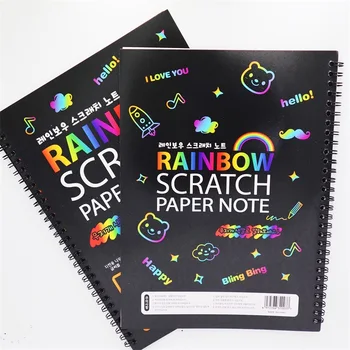 Rainbow Scratch Paper Note With Ten Pages And One Wooden Scratching Pen ...