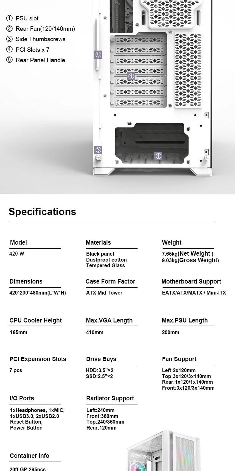 Factory Eatx White Gaming Cabinet CPU Case PC Computer Case With 4080 ...